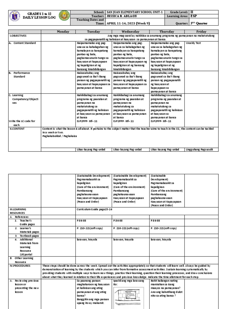 3 DLL Esp 2 q3 Week 9 | PDF
