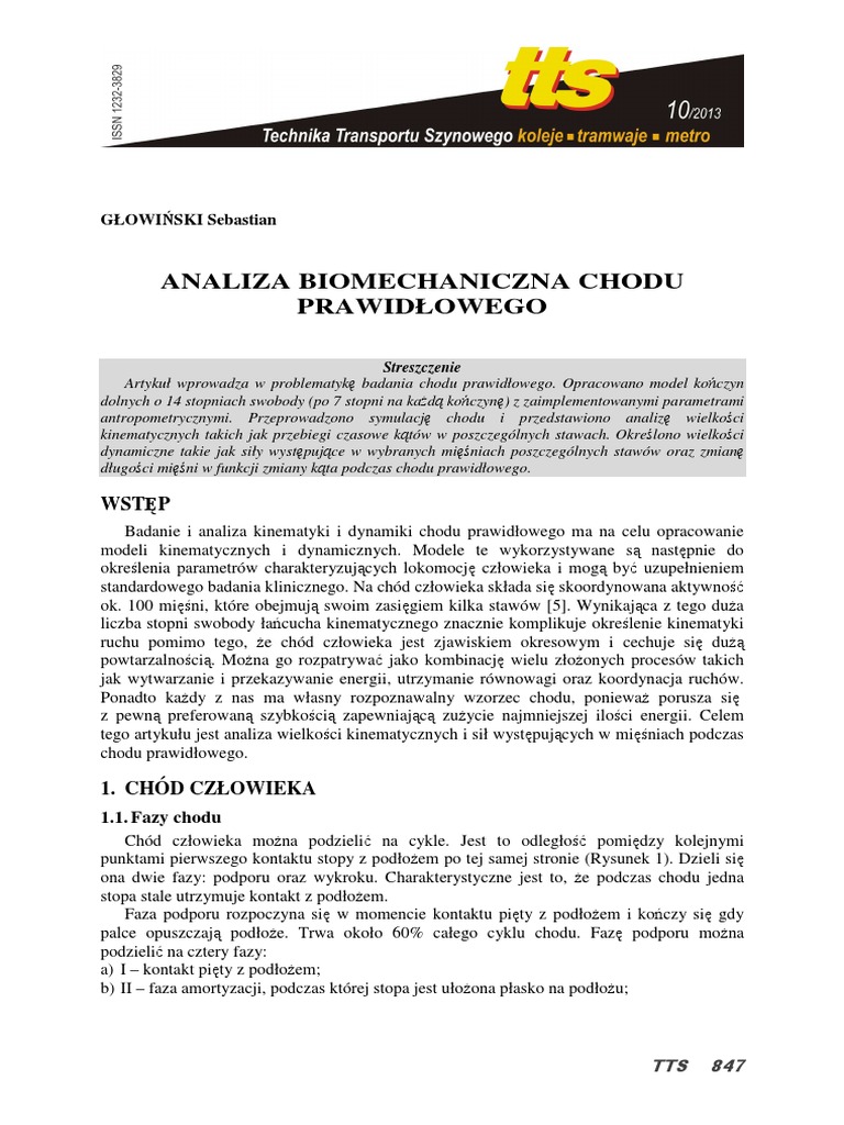 Analiza Biomechaniczna Chodu Prawidłowego: Wstęp | PDF