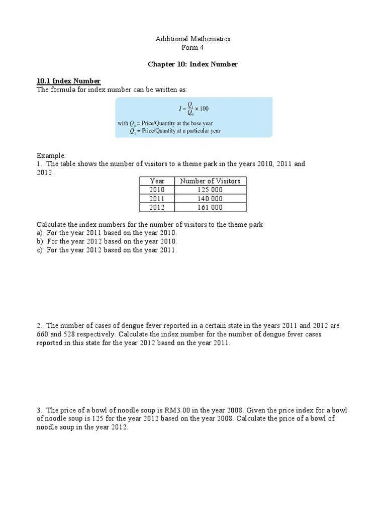 Chapter 10 Add Maths KSSM PDF (Complete) | PDF | Price Indices | Index ...