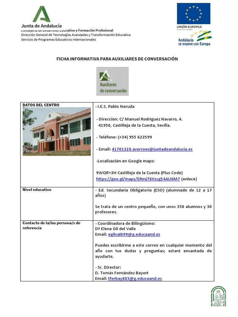 Ficha Informativa para AACC en Español 23-24 | PDF | Sevilla