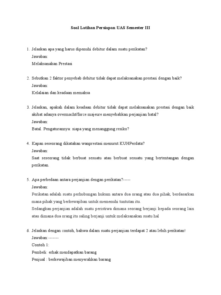 Soal Latihan Persiapan UAS Semester III | PDF Soal Latihan Persiapan UAS Semester III | PDF