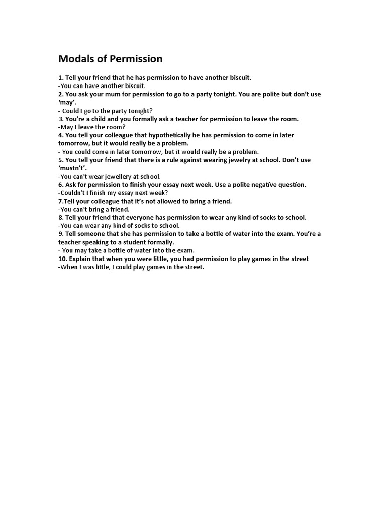 Modals of Permission | PDF | Self-Improvement | Wellness