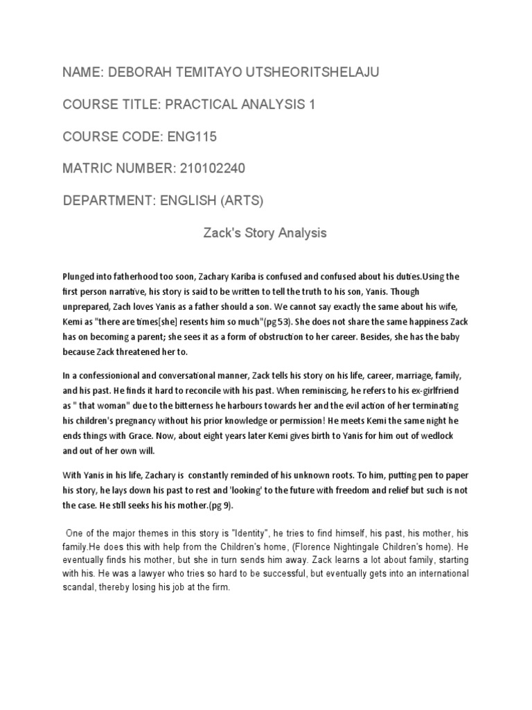 Zack's Story Analysis | PDF