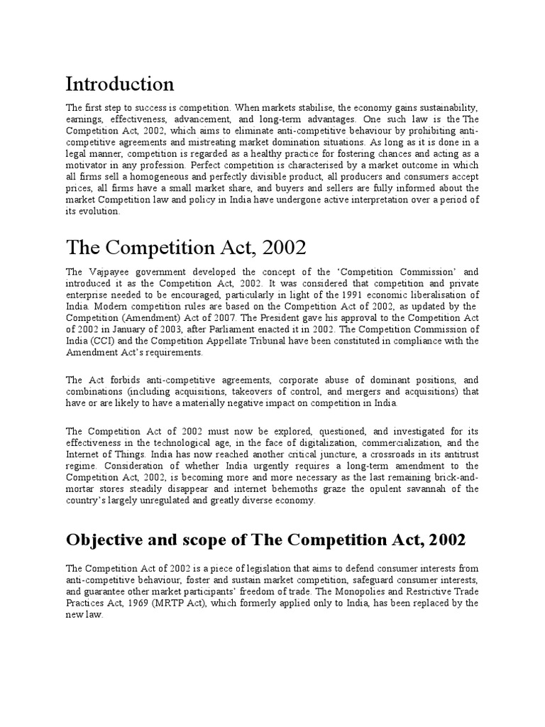 Competition Law Assignment | Download Free PDF | Competition Law | Competition