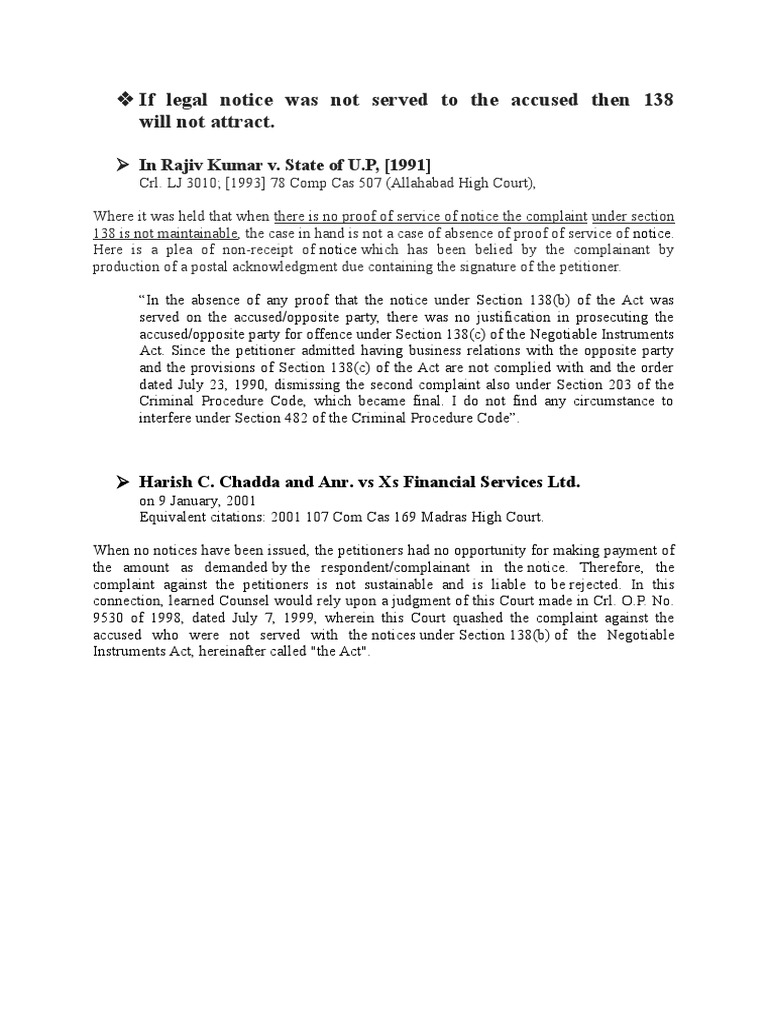 If Legal Notice Not Served Preposition. | PDF