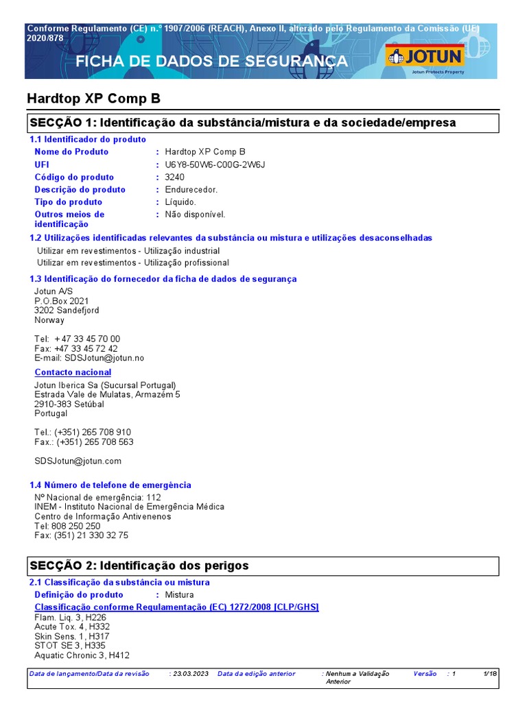 FISPQ - Hardtop XP Comp B | PDF | Asma | Solvente