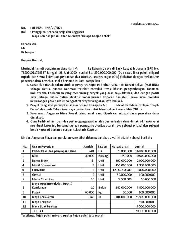 Pengajuan Anggaran Biaya Awal | PDF | Pengelolaan Keuangan & Uang