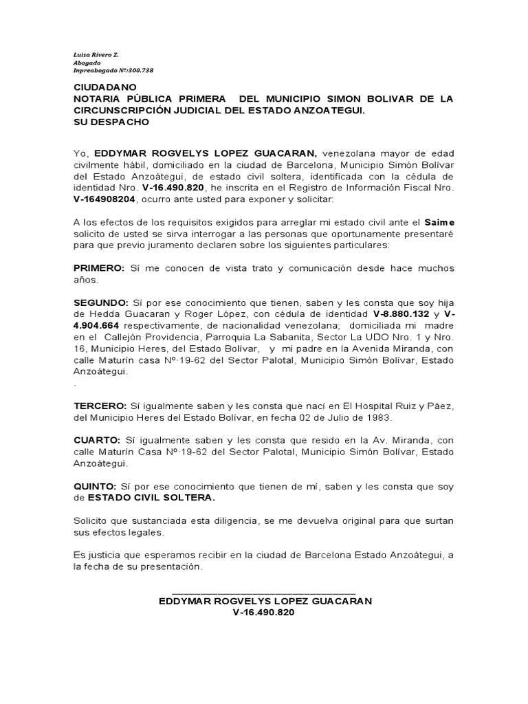 Carta Solteria | PDF