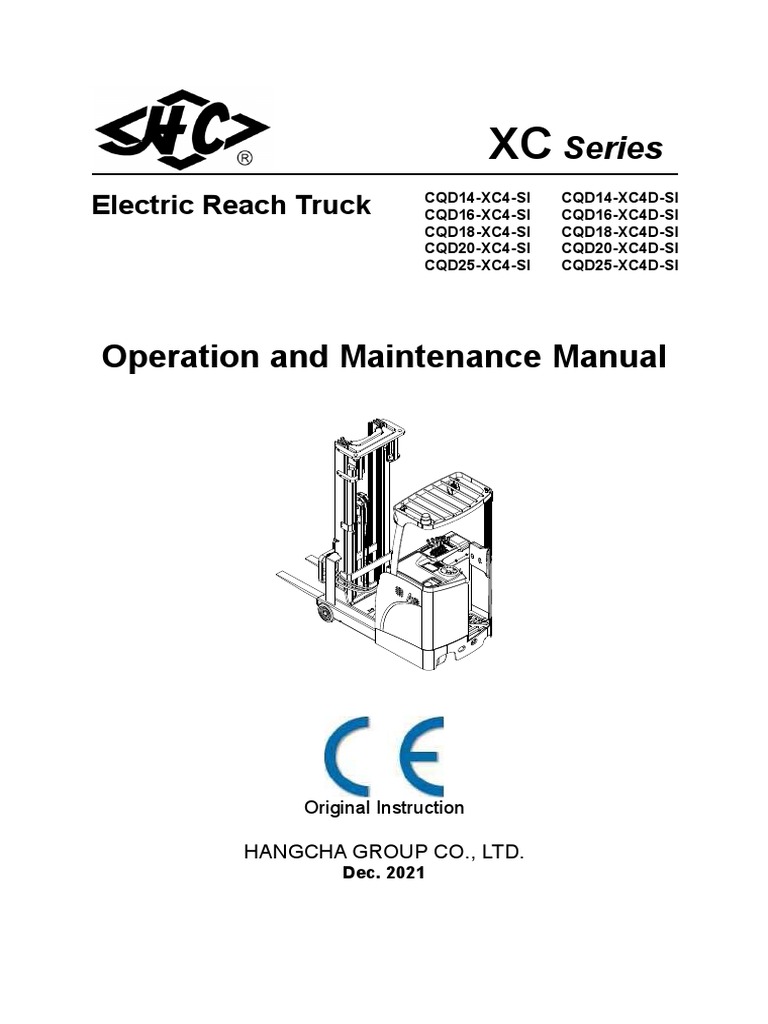 XC-1.4-X2.5-reach Truck Operation and Maintenance Manual 202111-EN-CE ...