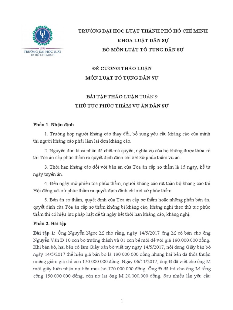 DeCuongThaoLuan-HKII-2022-2023 - Bu I 9 | PDF