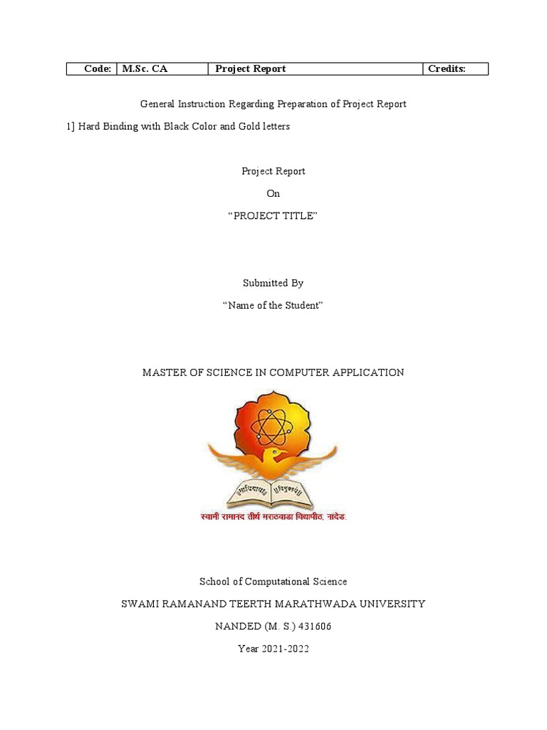 Project Report Format and Guidelines M.Sc. CA | PDF | Computing | Computer Science