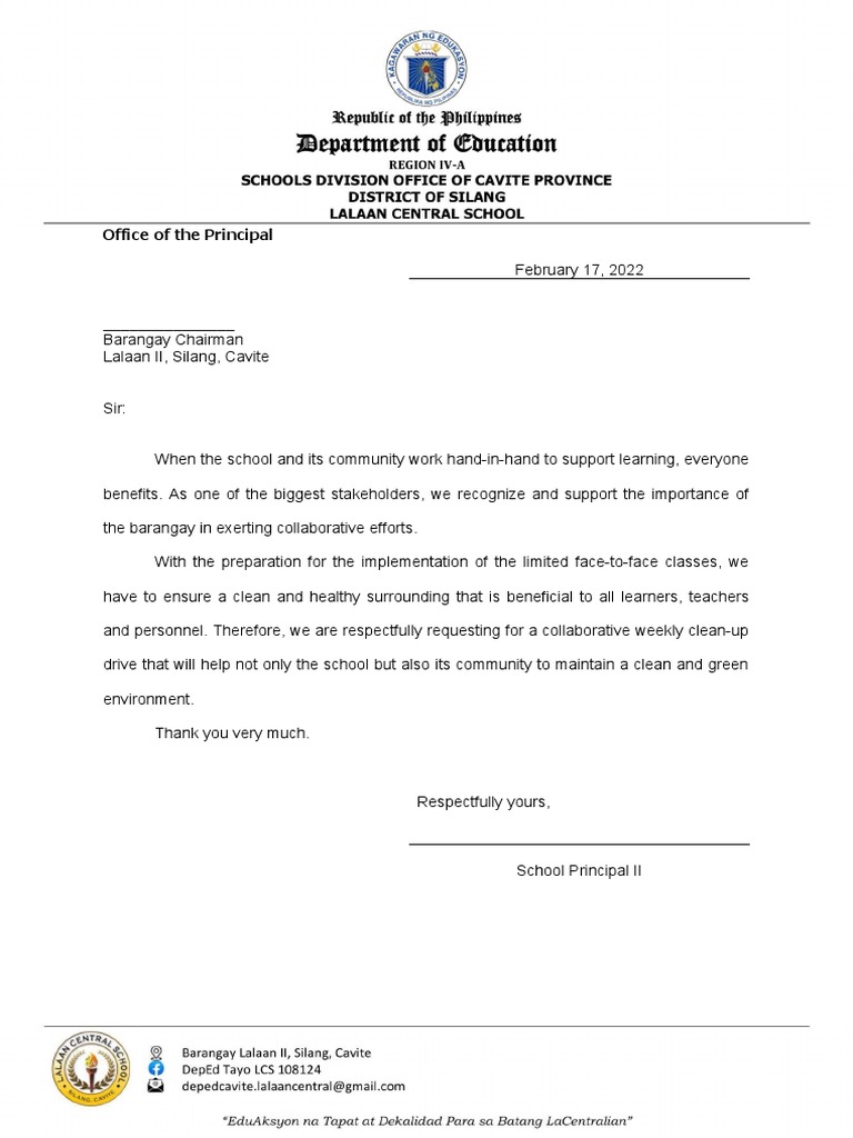 Request for Community Clean-Up Drive | PDF | Science & Mathematics