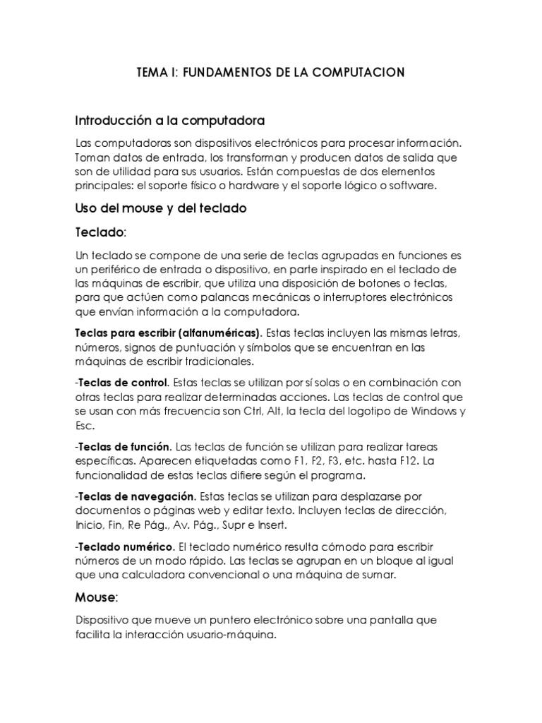 TEMA I Fundamentos de Computacion | PDF | Almacenamiento de datos de la computadora | Microsoft ...