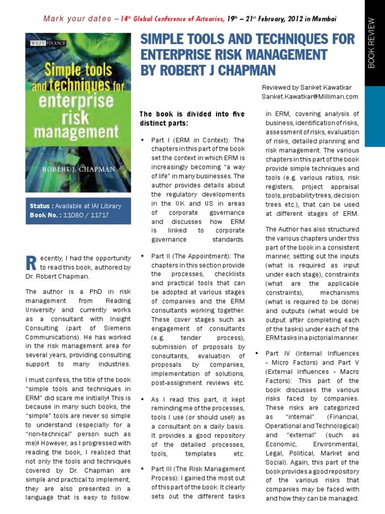 Simple Tools and Techniques For ERM | PDF | Risk Management | Actuary