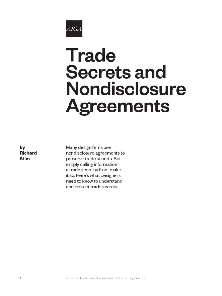 Trade Secrets and Nondisclosure Agreements: by Richard Stim | PDF | Non Disclosure Agreement ...
