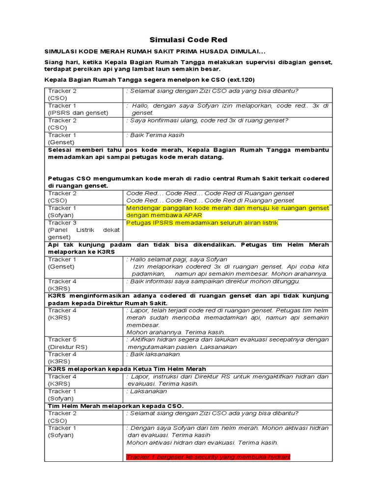 Plan Simulasi Code Red Fix | PDF