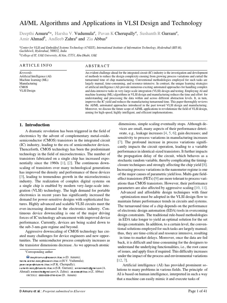 Aiml Algorithms And Applications In Vlsi Design And Technology Pdf Machine Learning Deep 0152