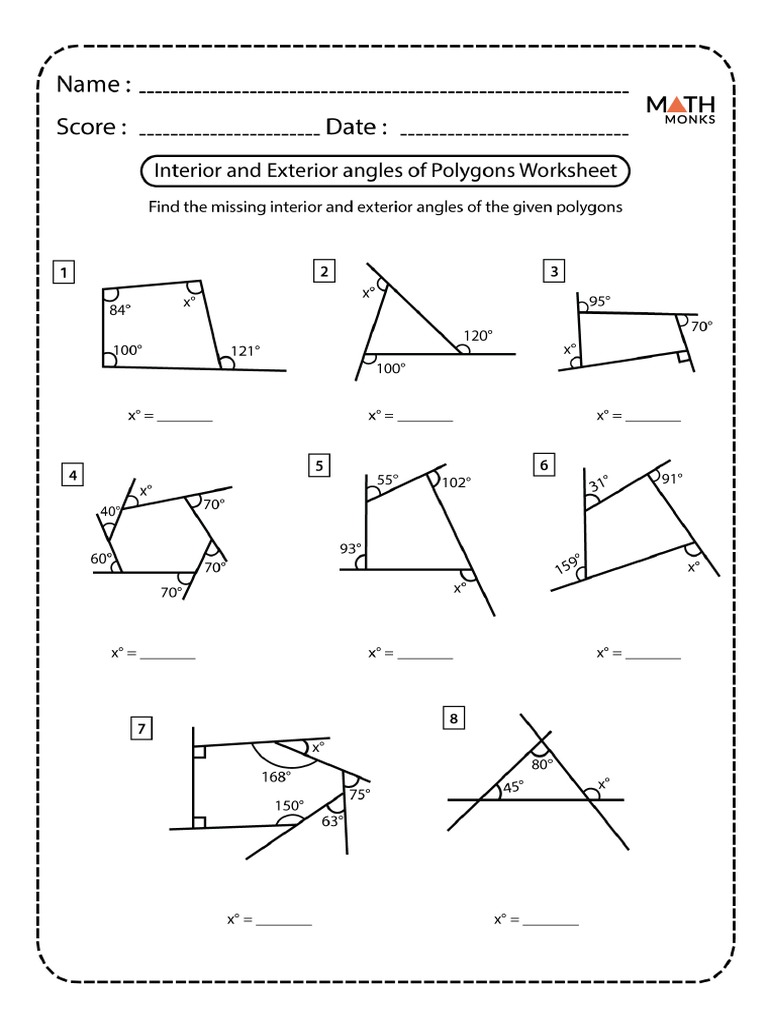 Interior-and-Exterior-Angles-of-Polygons-Worksheet | PDF