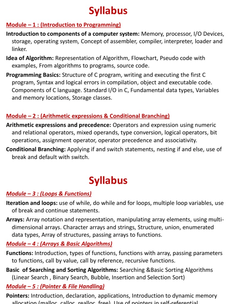 Syllabus and List of Important Programs | Download Free PDF | Computer Program | Programming