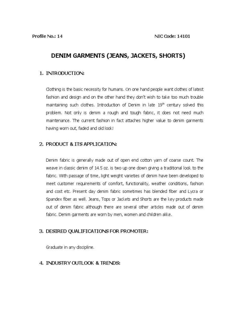 Denim Garments | PDF | Textiles | Clothing