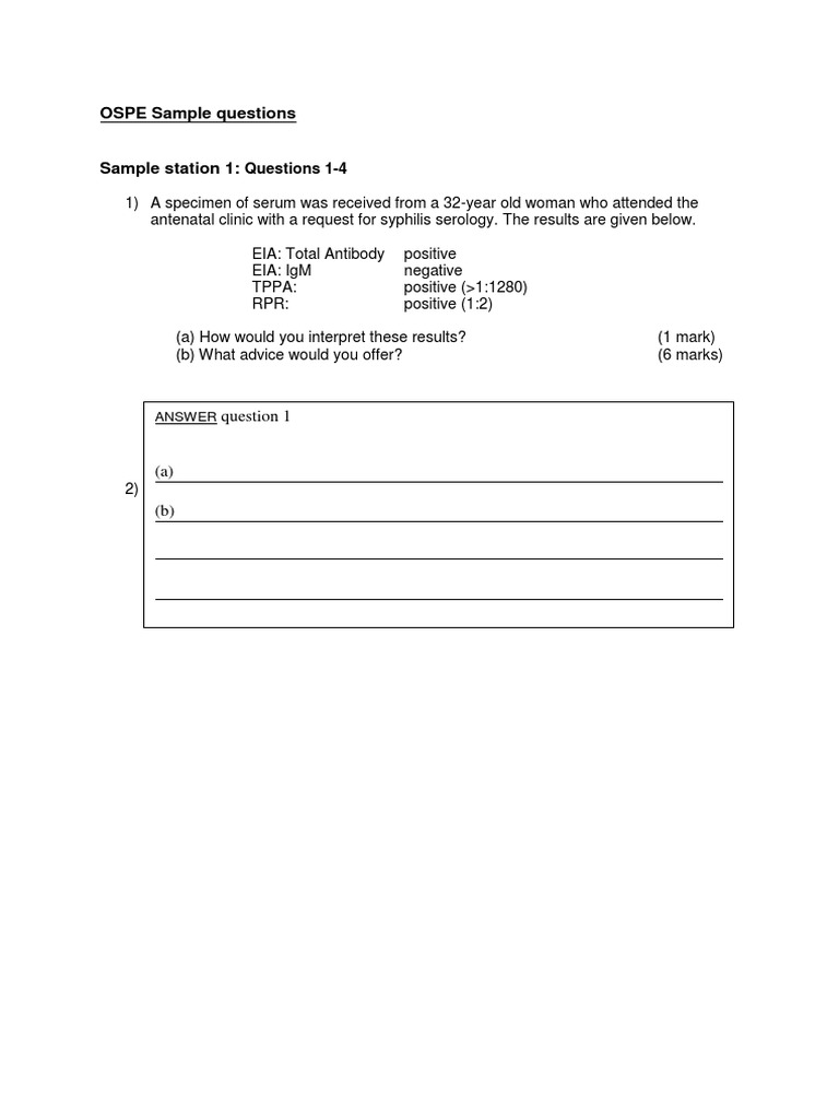 Medical Microbiology - OSPE Sample Questions | PDF