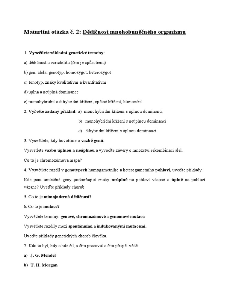 Maturitní Otázka 02 | PDF