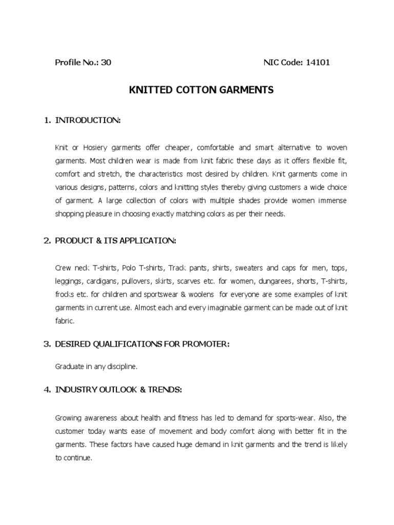 Knitted Cotton Garments | PDF | Knitting | Dyeing