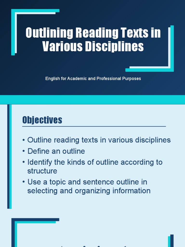 Outlining Reading Texts in Various Disciplines: English For Academic ...