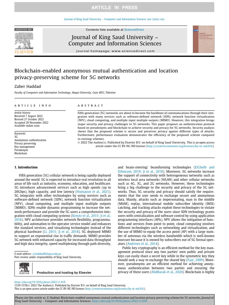 Blockchain-Enabled Anonymous Mutual Authentication and Location | PDF | Computer Network ...