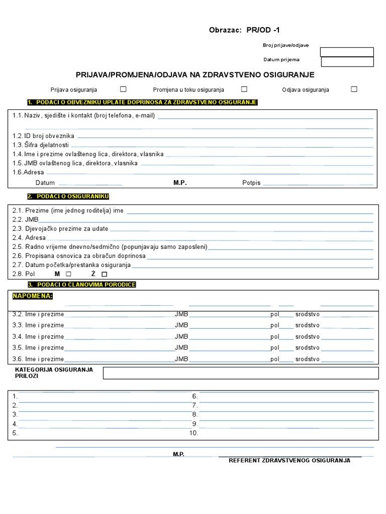 Zdravstvo - Prijava I Odjava | PDF