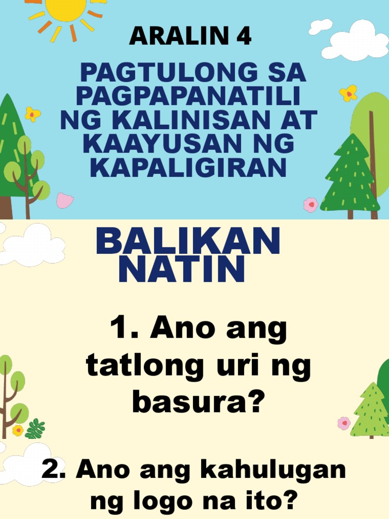 Pagtulong Sa Pagpapanatili NG Kalinisan at Kaayusan NG Kapaligiran | PDF