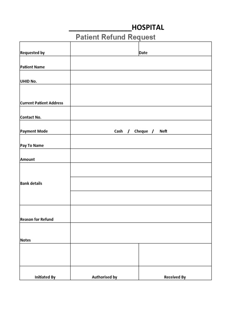 Patient Refund Request Form Template | PDF