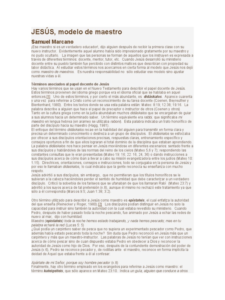 JESÚS como maestro | PDF | Jesús | Evangelio de Mateo