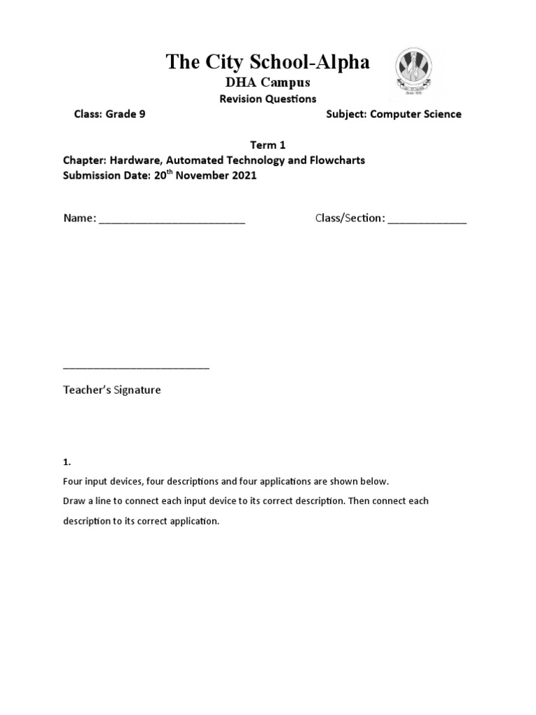 Remedial Workbook Grade 9 Term 1 | PDF | Computer Data Storage | Input/Output