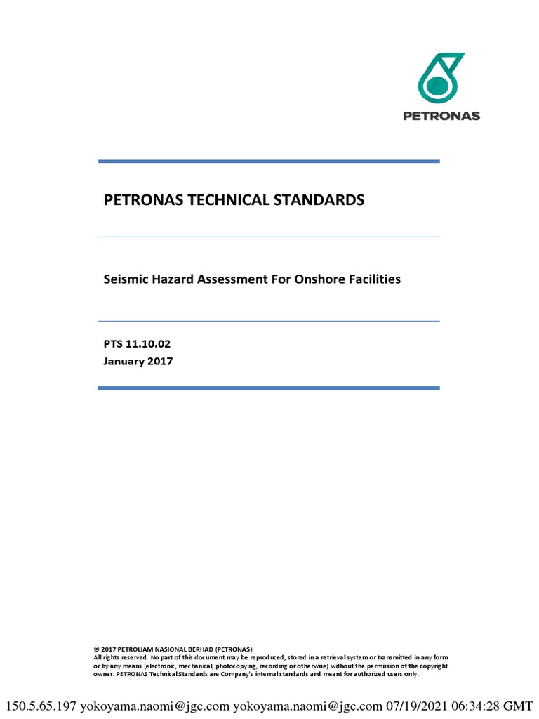 Petronas Technical Standards: Seismic Hazard Assessment For Onshore ...