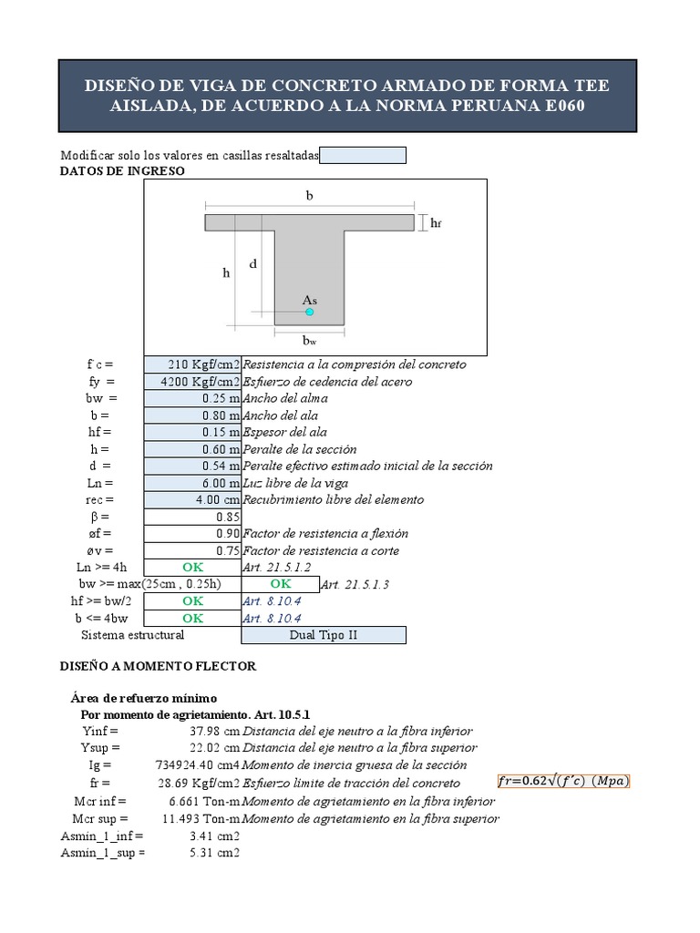 Diseño Viga T Aislada E060 | PDF | Mecanica clasica | Ciencias fisicas