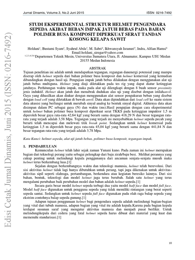 Studi Eksperimental Struktur Helmet Peng | PDF