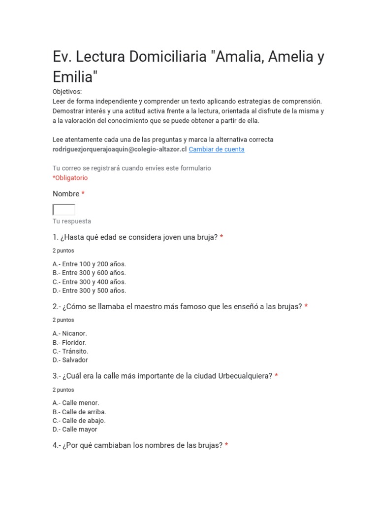 Test Amalia, Amelia y Emilia | PDF