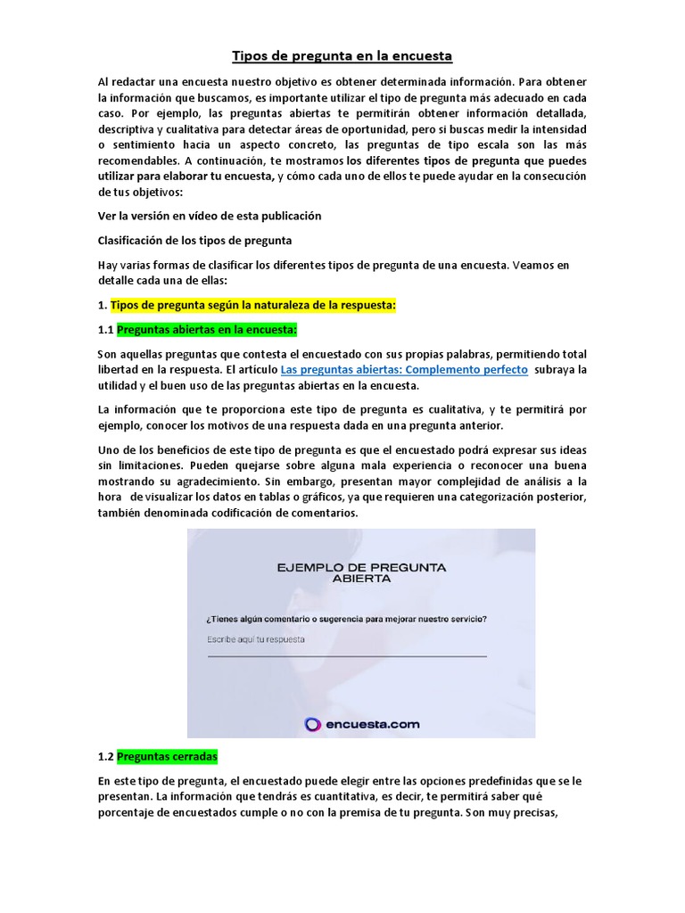 Tipos de Pregunta en La Encuesta | PDF | Escala Likert | Cuestionario