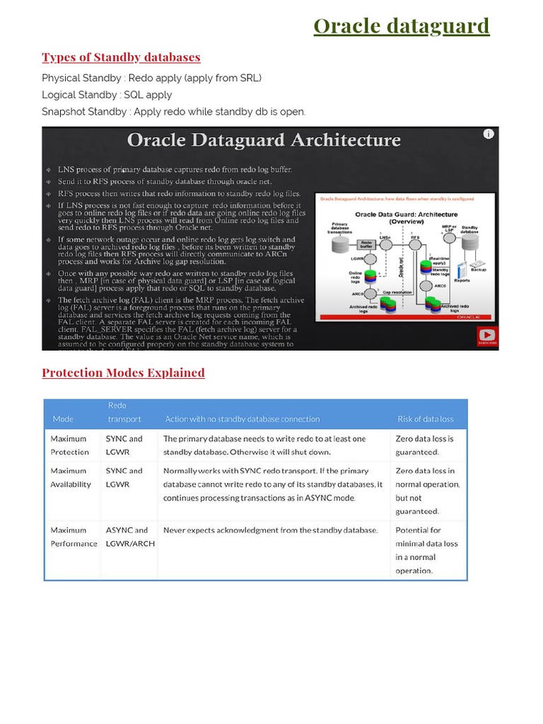 Types of Standby Databases | PDF
