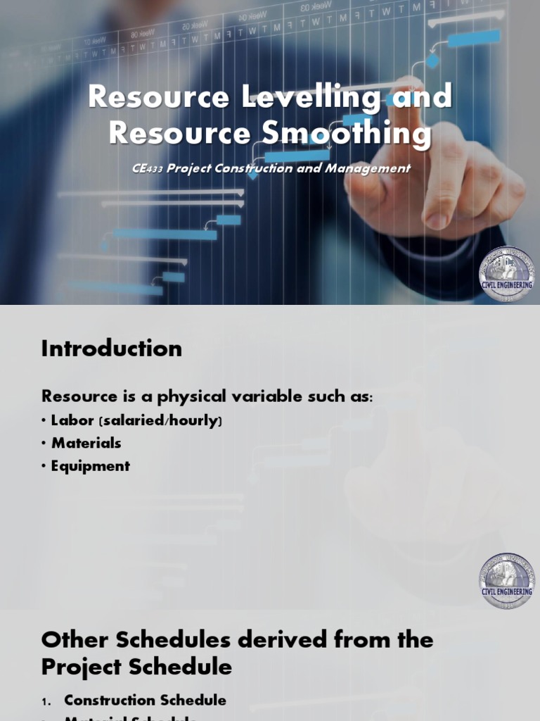 Lec8 - Ce433 - Resource Levelling and Resource Smoothing | PDF | Resource | Economies