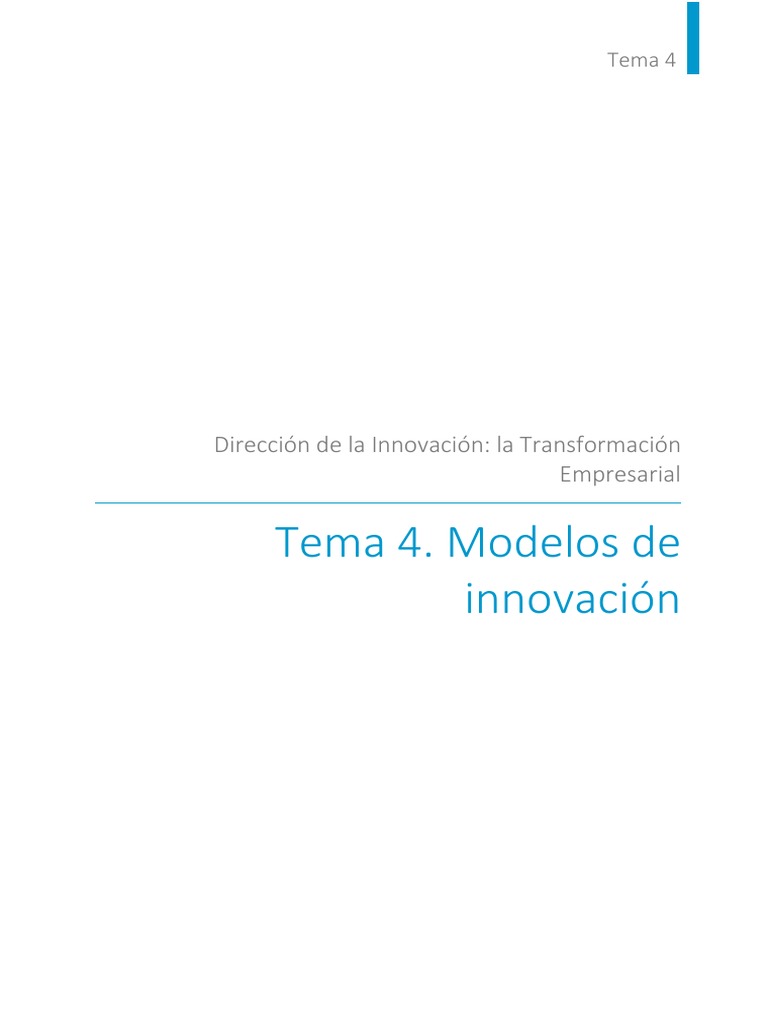 Tema 4. Modelos de Innovación | PDF | Innovación | Conocimiento administrativo