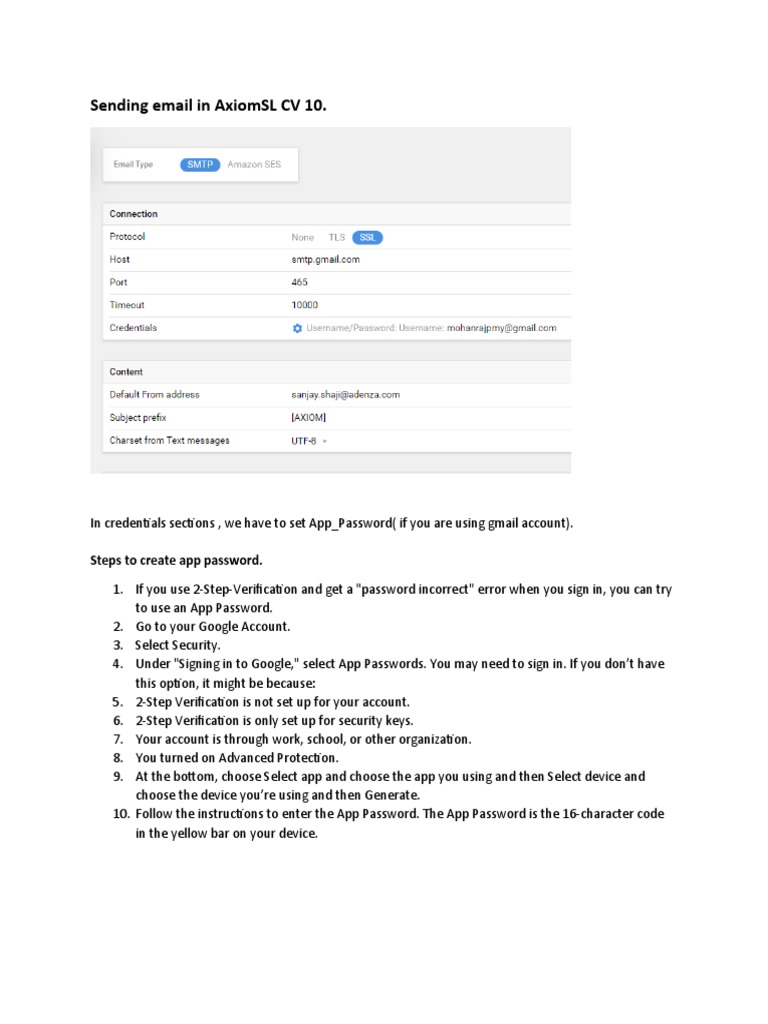 Sending Email in Axiomsl CV 10.: Steps To Create App Password | PDF ...