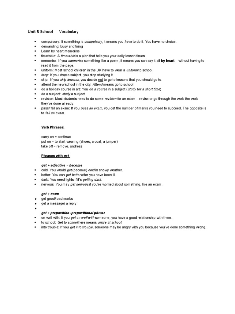 F2_unit_5 vocabulary list | PDF