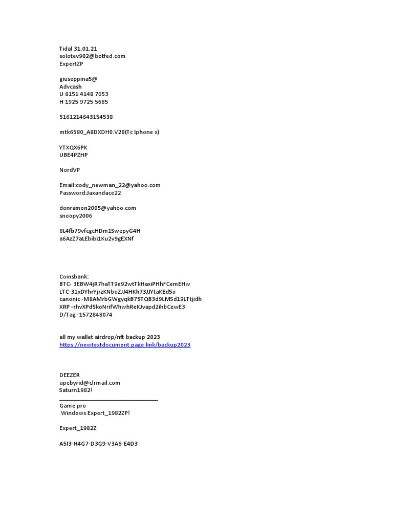 Compromised Accounts and Credentials List | PDF | Applications Of ...