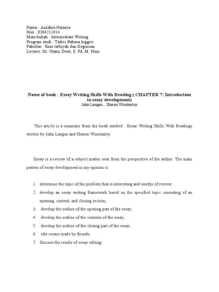 Summary Chapter 7 (Azzahra Natasya) | PDF | Essays | Causality