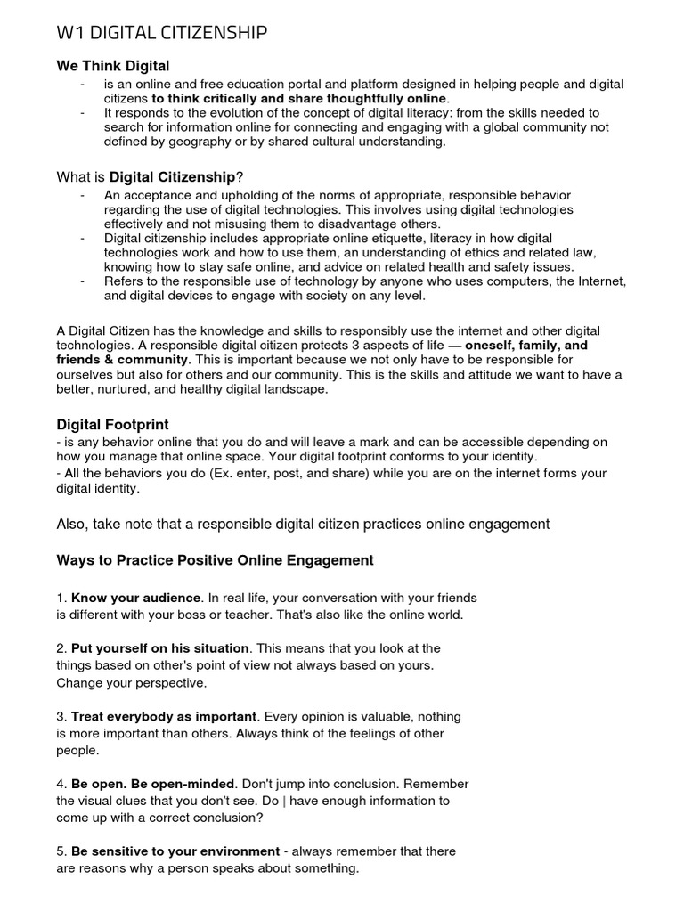 Learn Responsible Online Behavior with Digital Citizenship | PDF ...