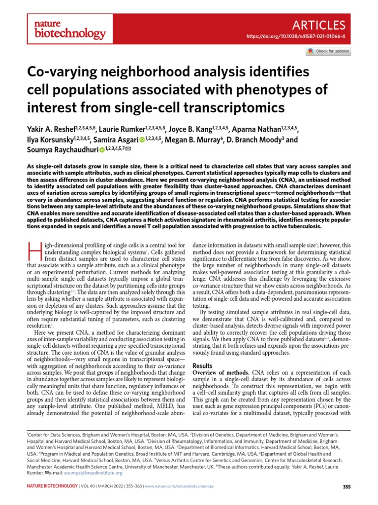 Covarying Neighbor Analysis | PDF | Sampling (Statistics) | Principal Component Analysis