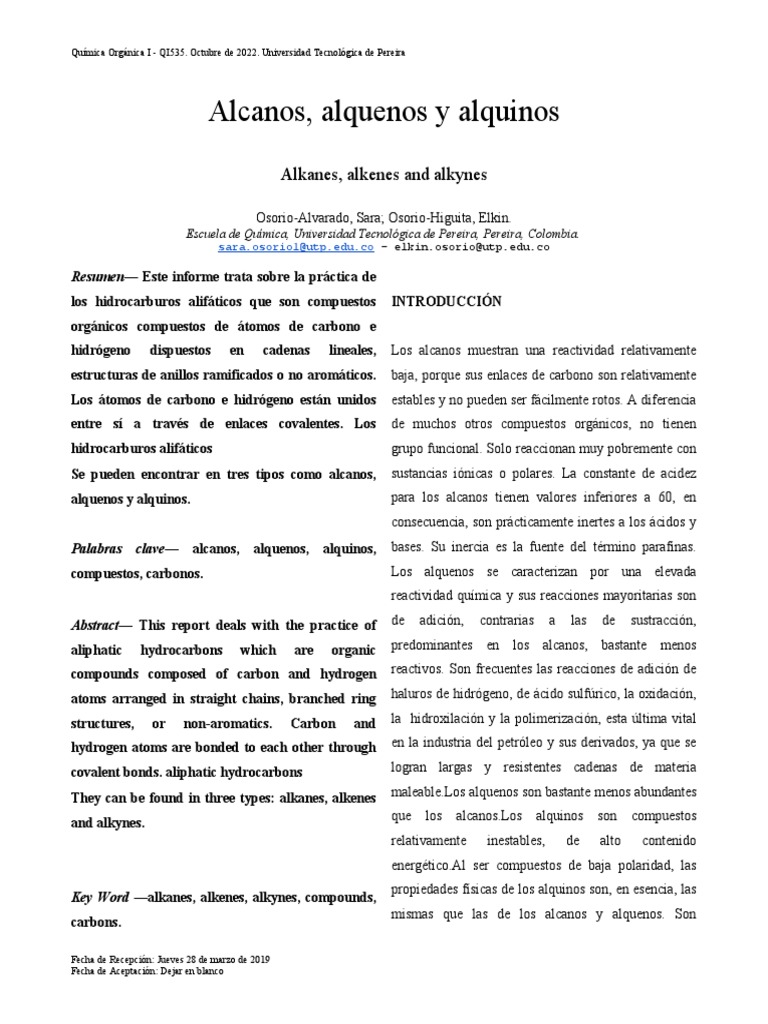 Hidrocarburos Alifáticos: Alcanos, Alquenos, Alquinos | PDF | Alcano ...