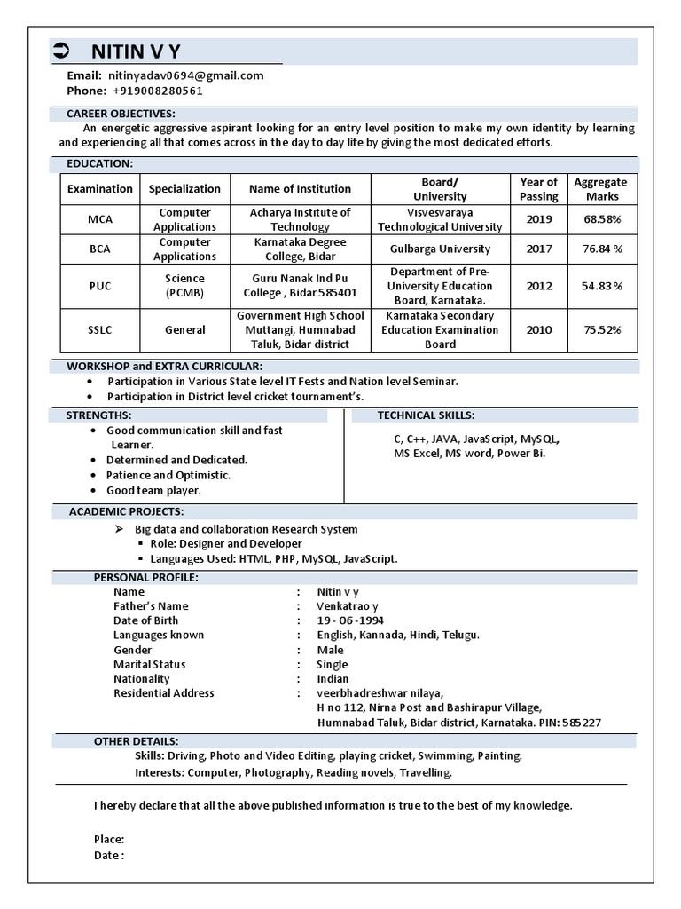 Nitin Resume | PDF | Computing